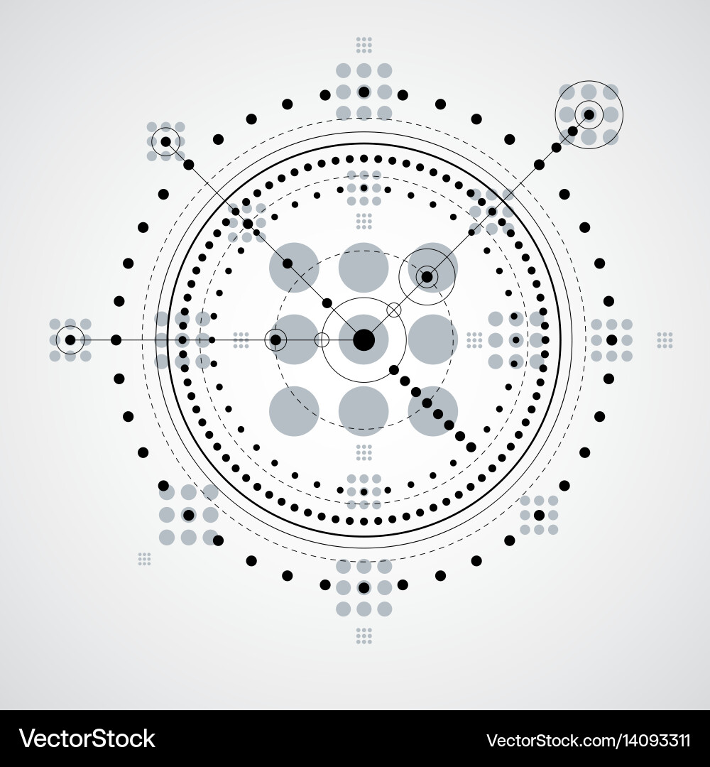 Mechanical scheme monochrome engineering drawing Vector Image