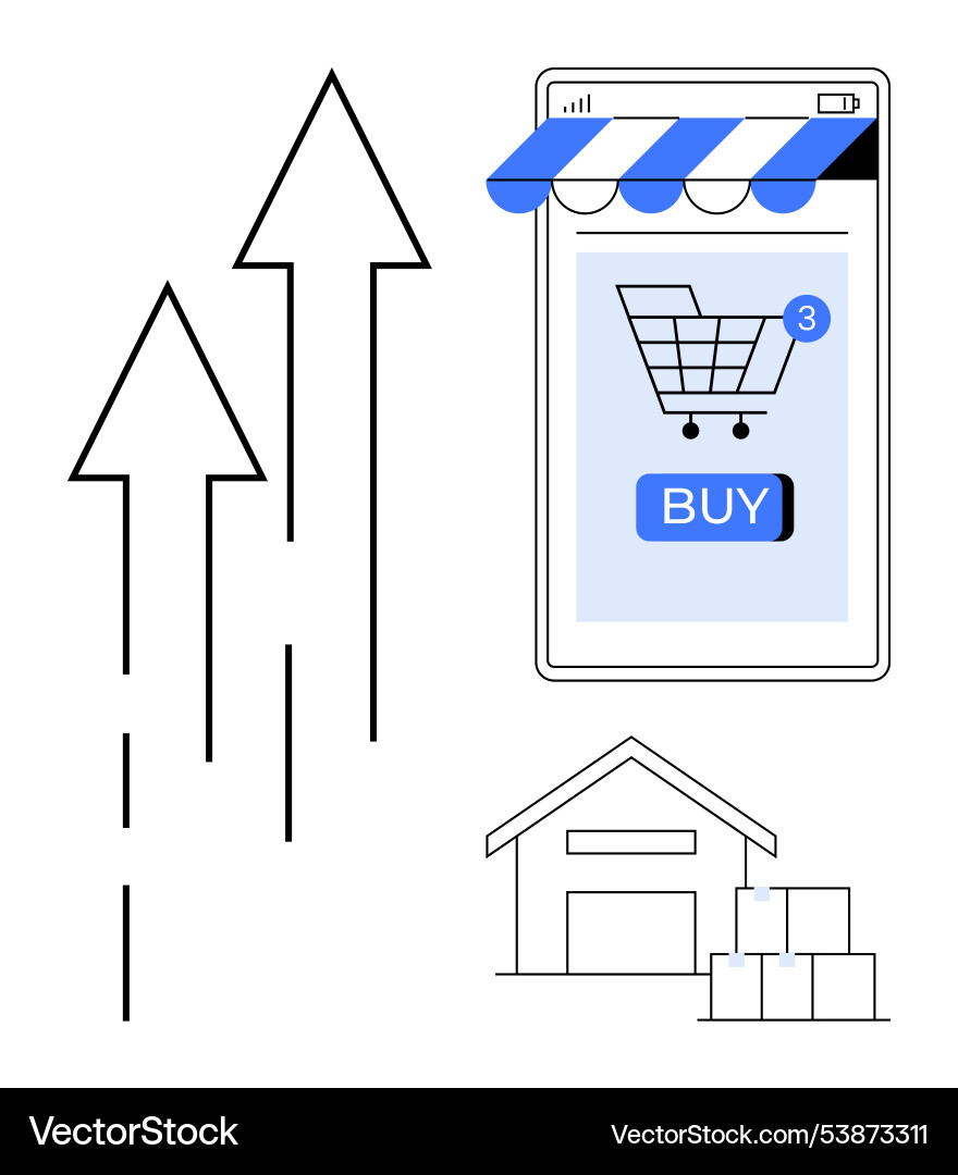 Online shopping growth with mobile purchase Vector Image