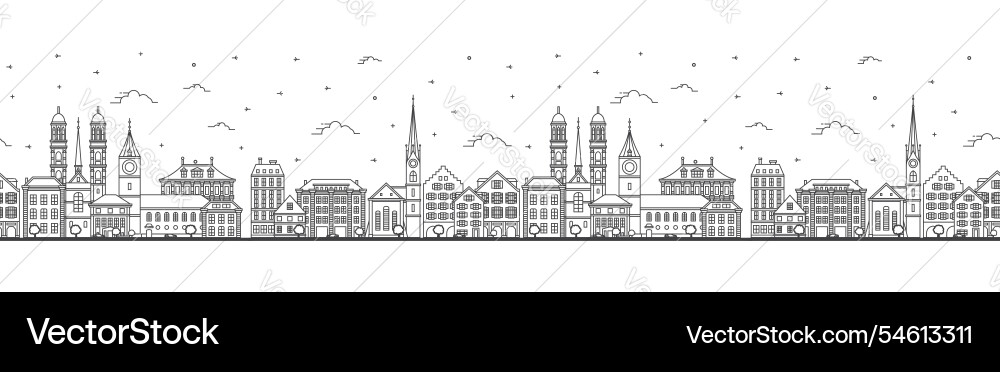 Seamless pattern with outline zurich switzerland Vector Image