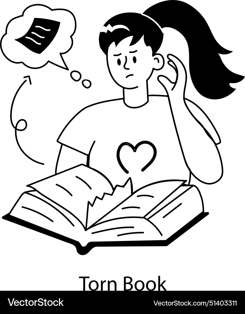 Torn book Royalty Free Vector Image - VectorStock