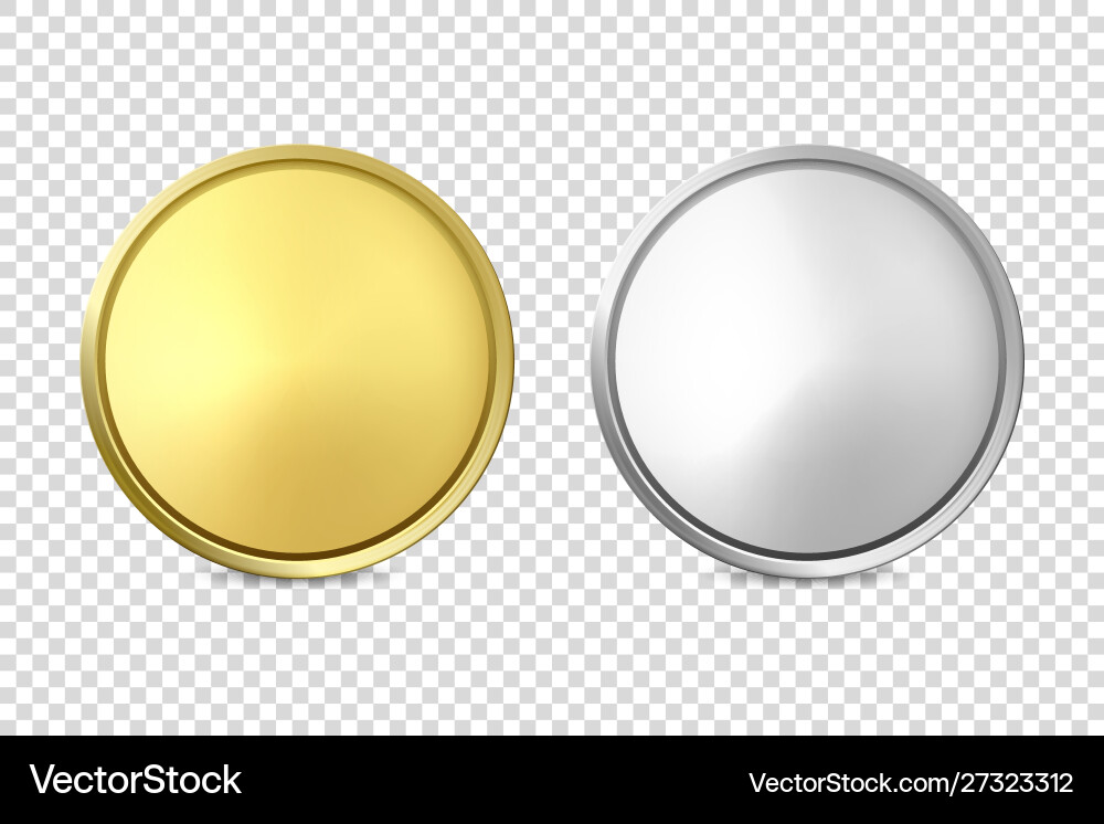 3d realistic blank golden and silver metal Vector Image