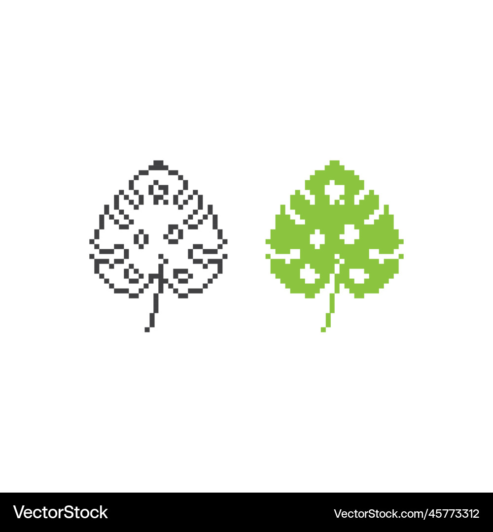 8-Bit Monstera Pixel Art Royalty Free Vector Image