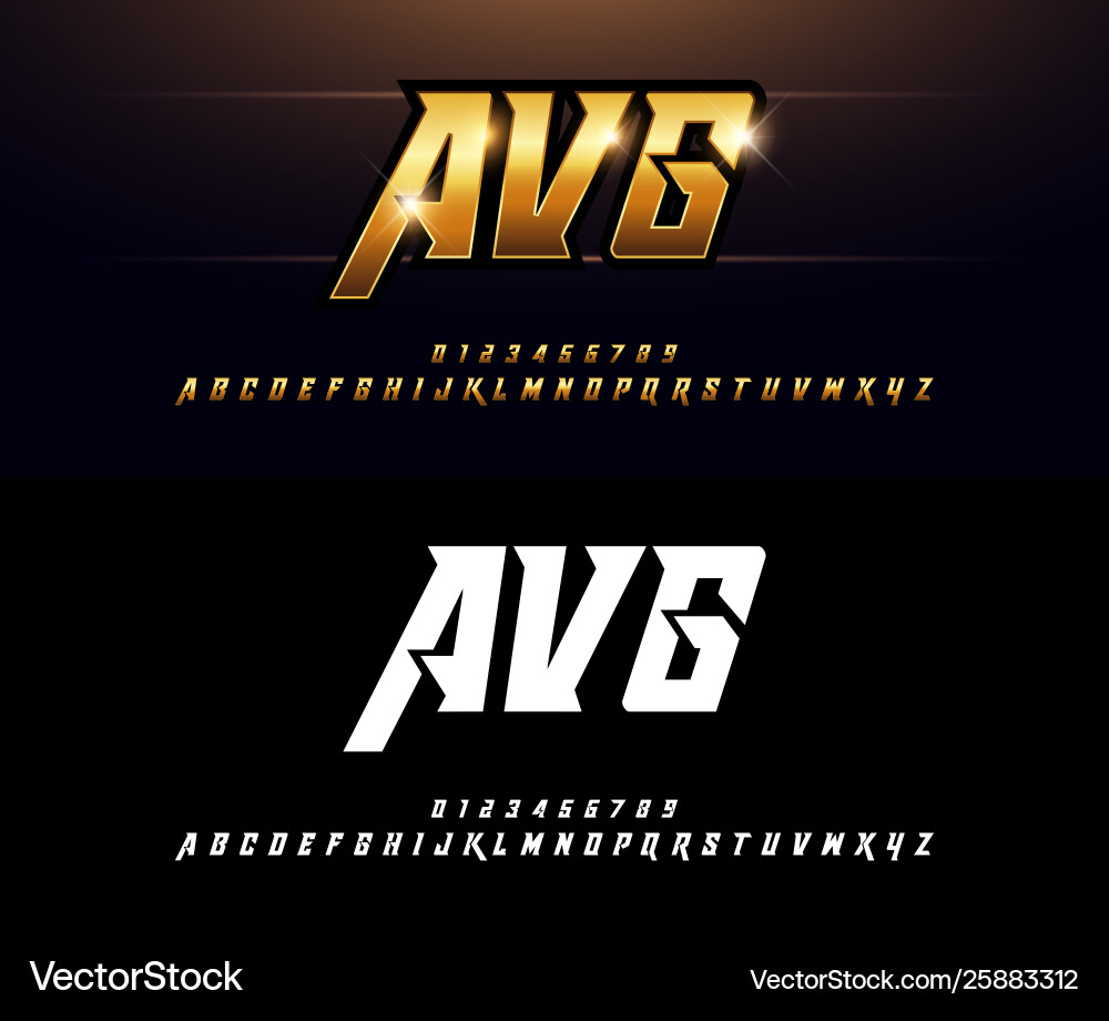 Alphabet gold metallic and effect designs elegant Vector Image