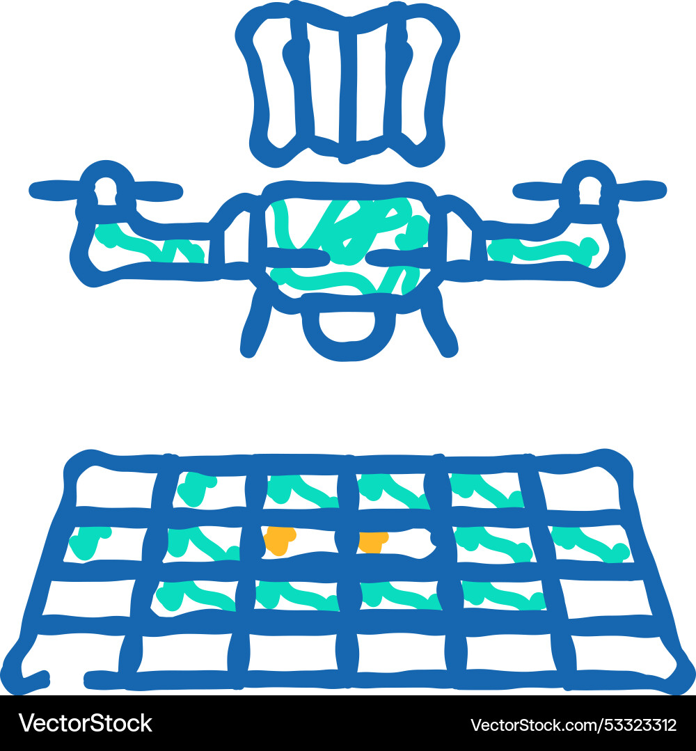 Drone mapping icon doodle Royalty Free Vector Image