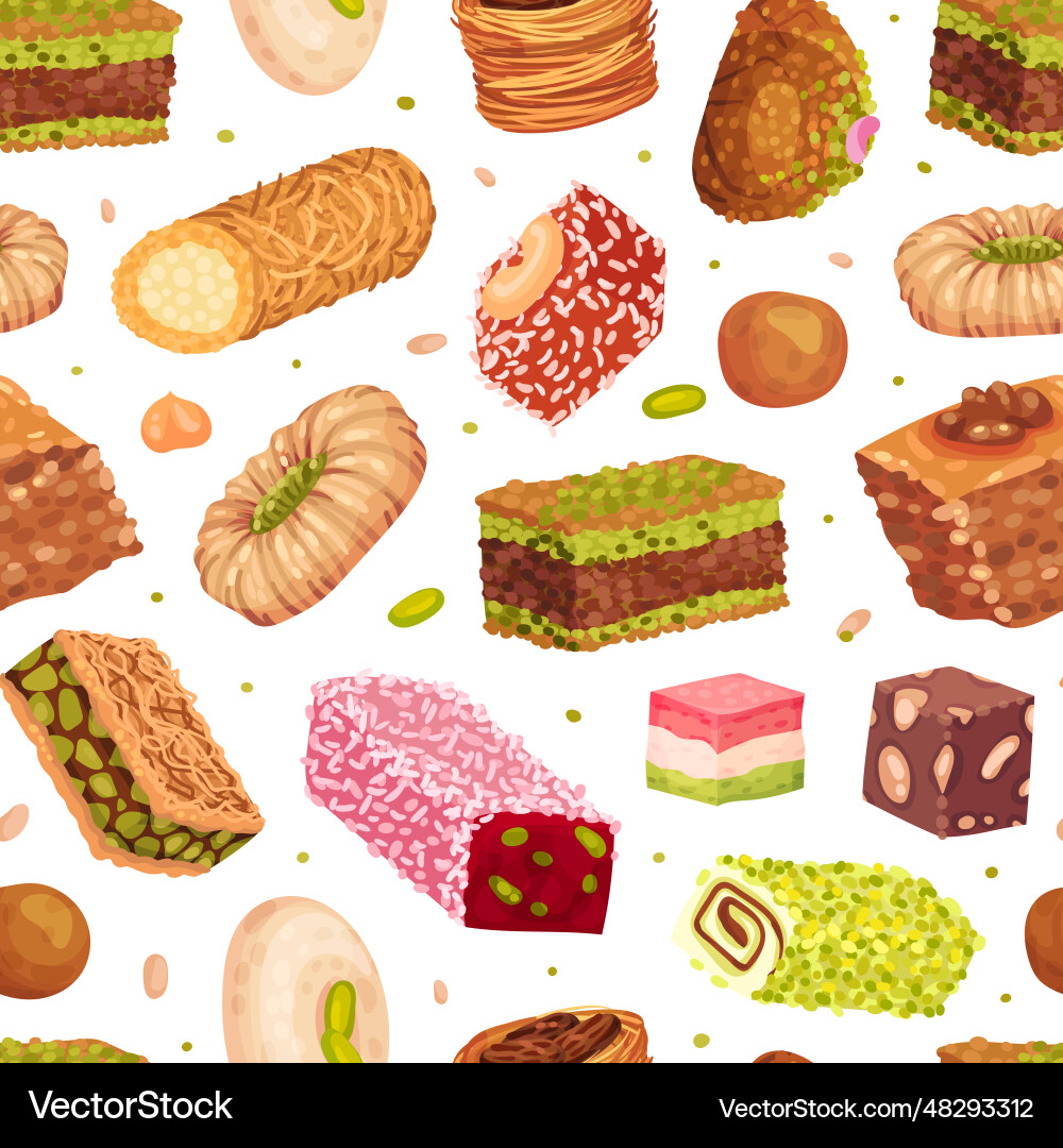 Eastern and arabic sweets seamless pattern design Vector Image