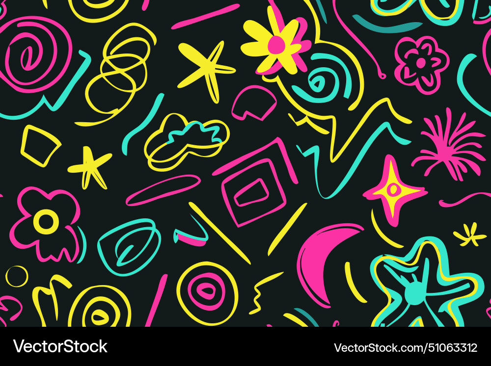 Fun shapes children seamless pattern flower Vector Image