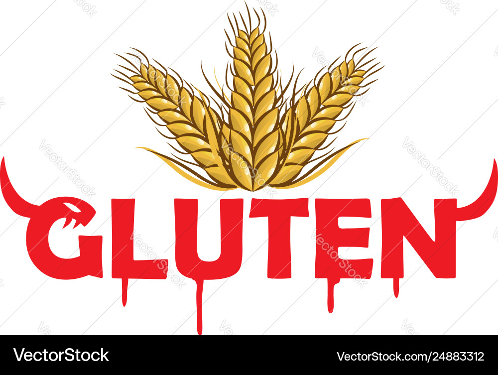 Gluten devil symbol on grain background Royalty Free Vector