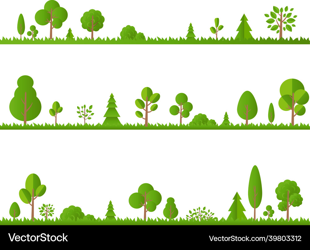 Green tree border isolated white background Vector Image