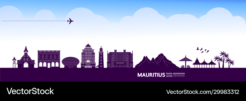 Mauritius Skyline Travel Royalty Free Vector Image