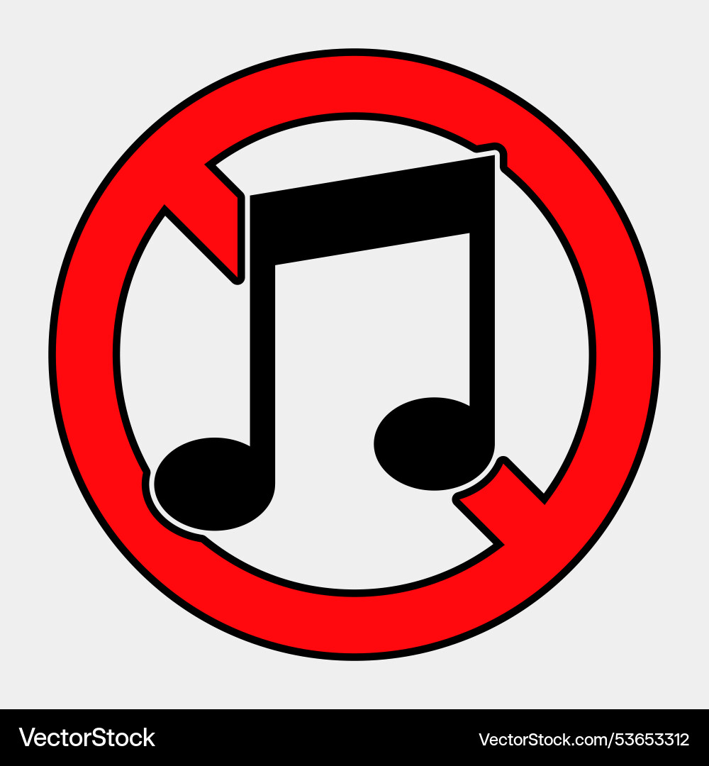 No music allowed symbol with red circle and line Vector Image