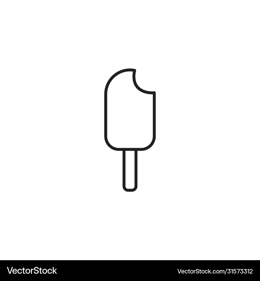 Popsicle bitten off ice cream line black icon Vector Image