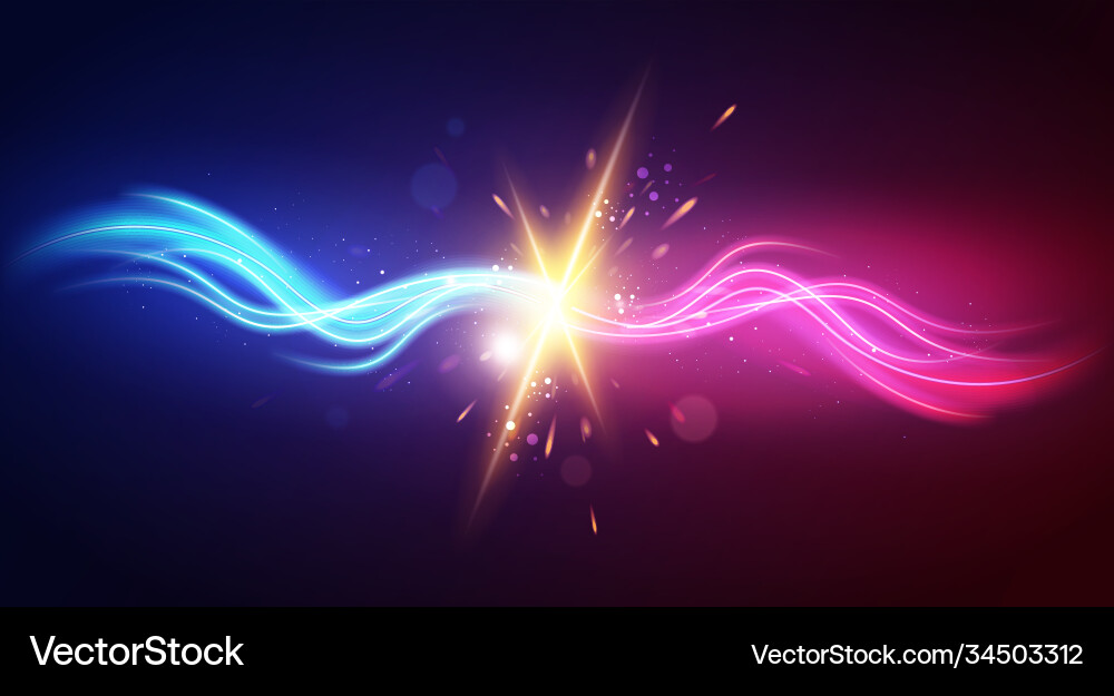Powerful wave fight against power with explosion Vector Image