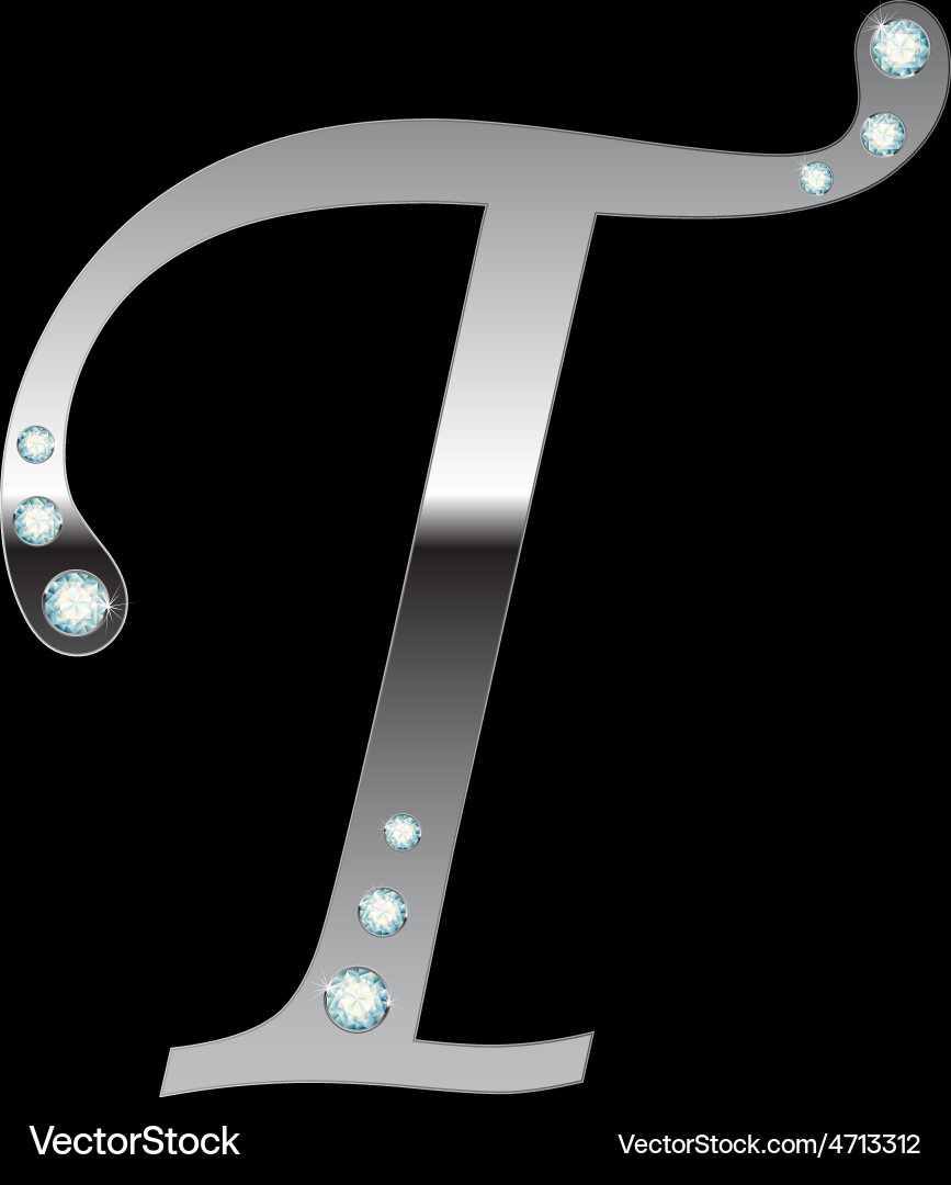 Silver metallic letter t Royalty Free Vector Image
