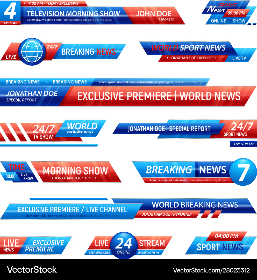 Television news bars set Royalty Free Vector Image