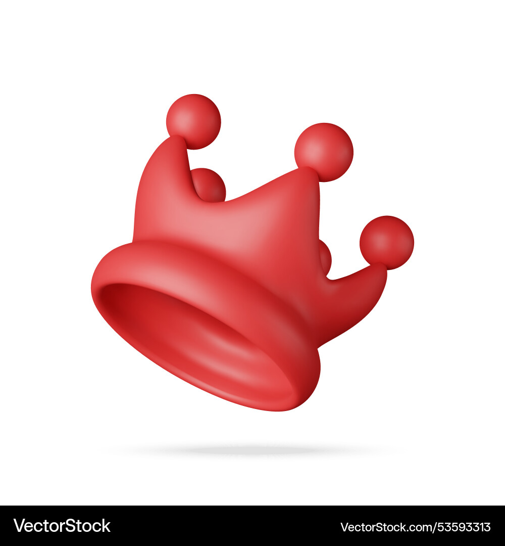 3d red crown icon isolated on white Royalty Free Vector