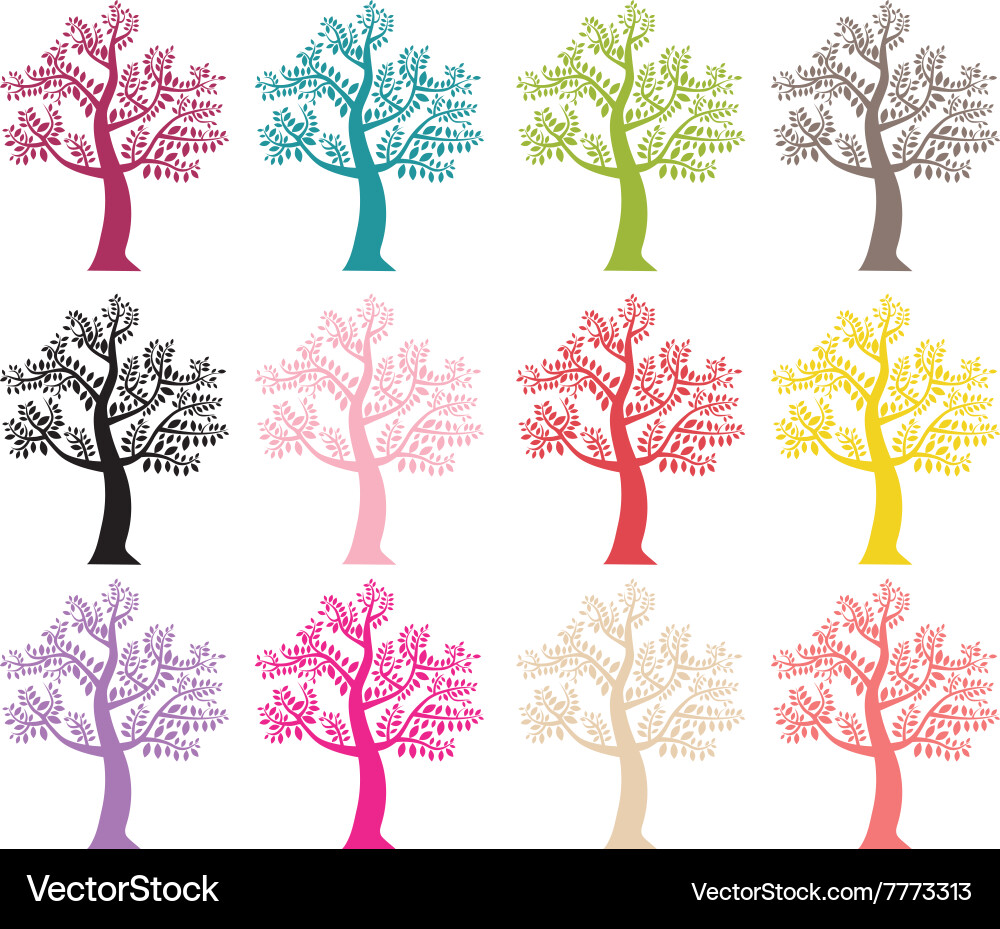 Colorful tree silhouette Royalty Free Vector Image