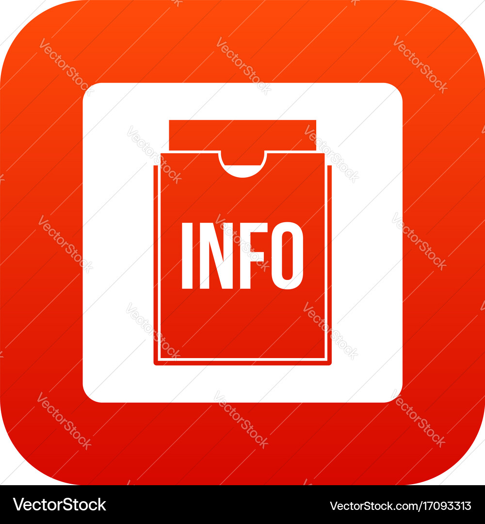 Info folder icon digital red Royalty Free Vector Image