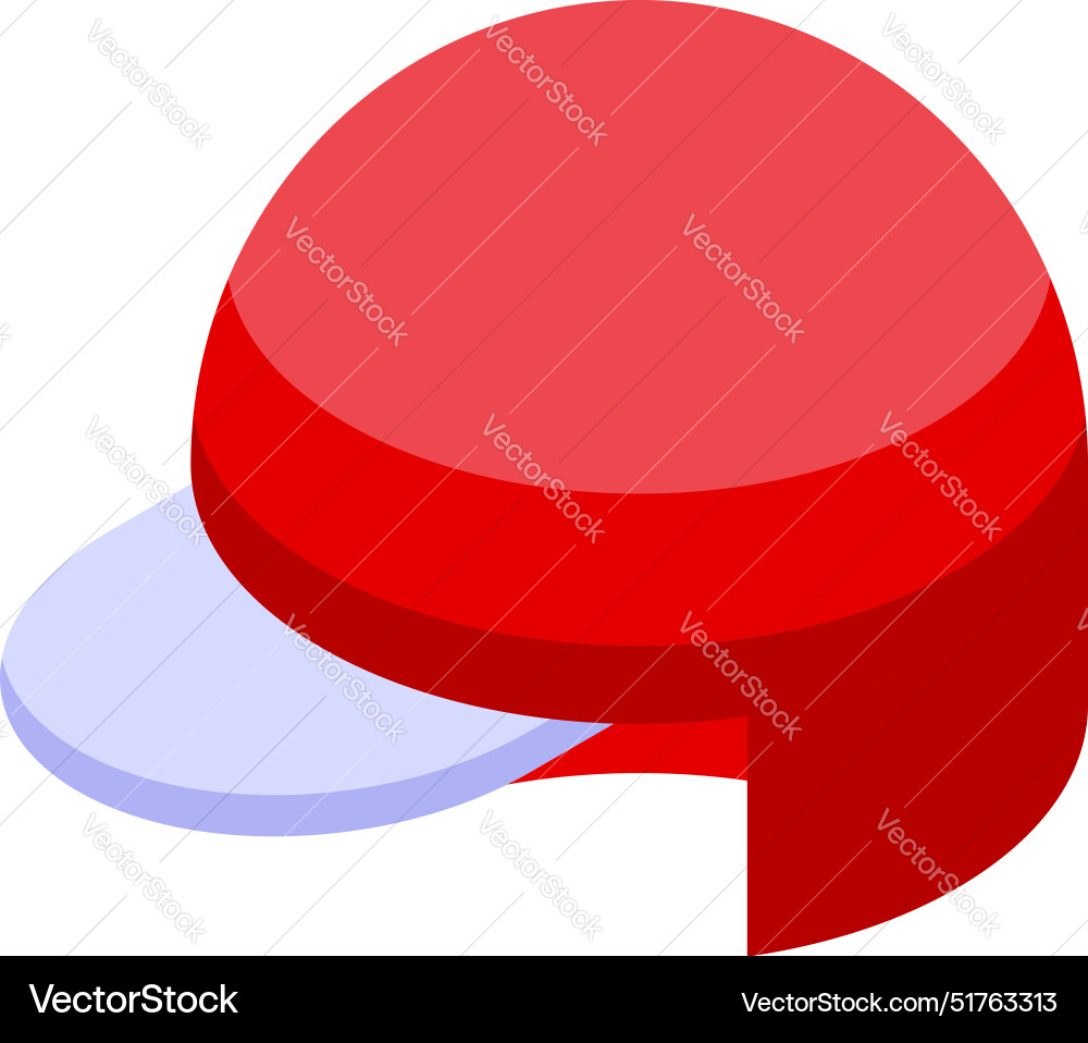 Red baseball cap lying on side isometric icon Vector Image