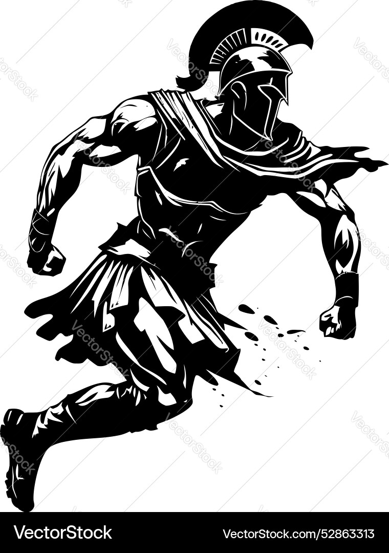 Speedy spartan sprint running warrior emblem Vector Image