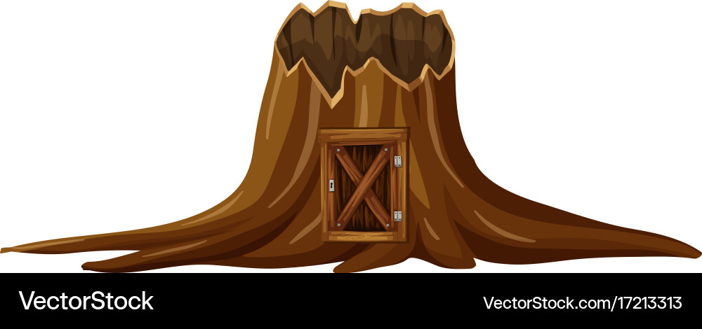 Stump tree with wooden door Royalty Free Vector Image