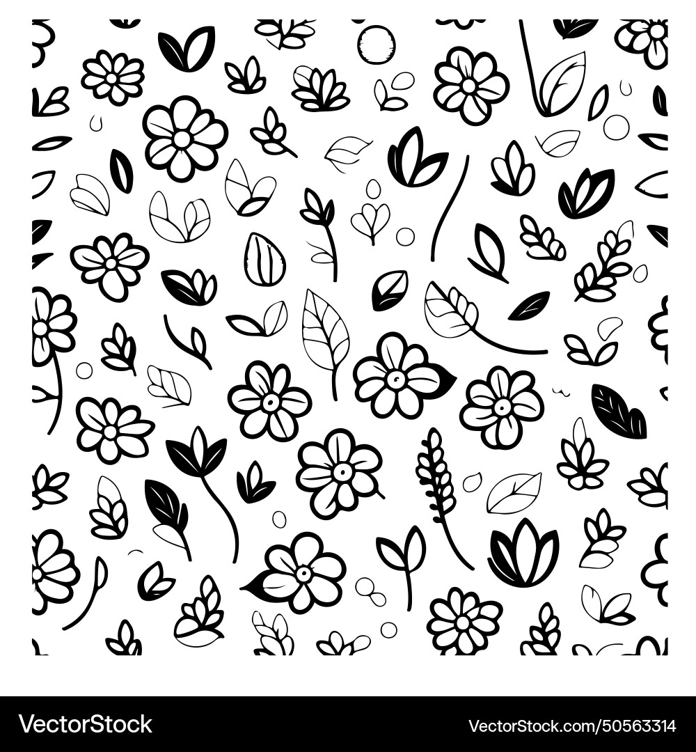 Blossom seamless pattern fabric doodle sketch Vector Image