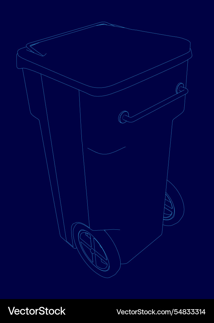 Blue trash can with a lid and wheels Royalty Free Vector
