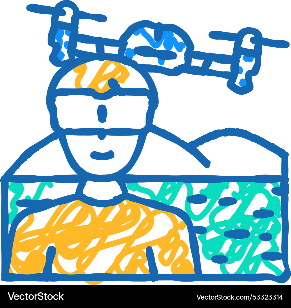 Drone pilot drone icon doodle Royalty Free Vector Image