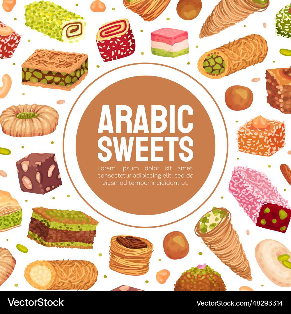 Eastern and arabic sweets banner design Royalty Free Vector