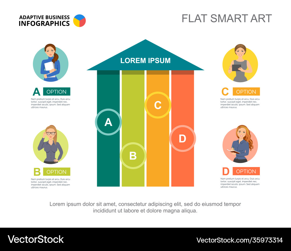Four elements goal process chart template Vector Image