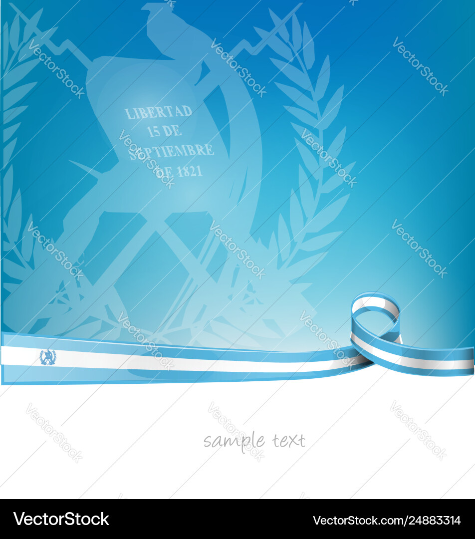 Guatemala ribbon flag on blue sky background Vector Image