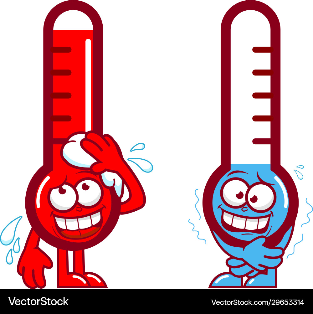 Hot and cold cartoon thermometers Royalty Free Vector Image
