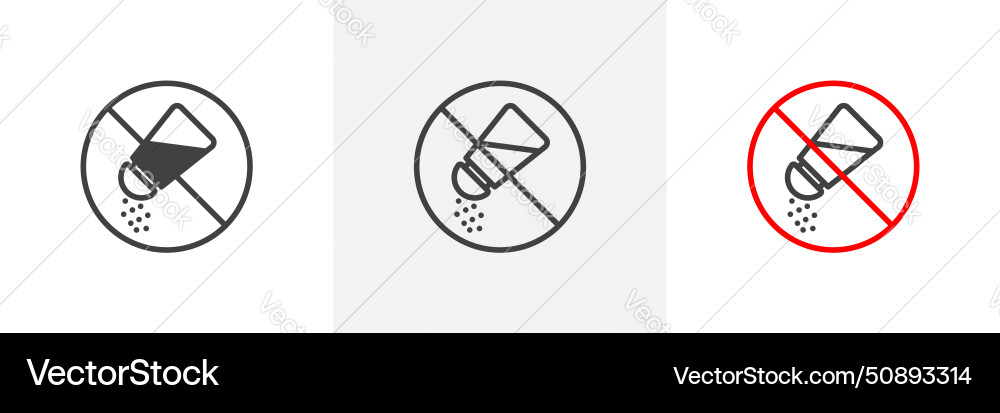 No salt sign icon set advisory on use symbol Vector Image