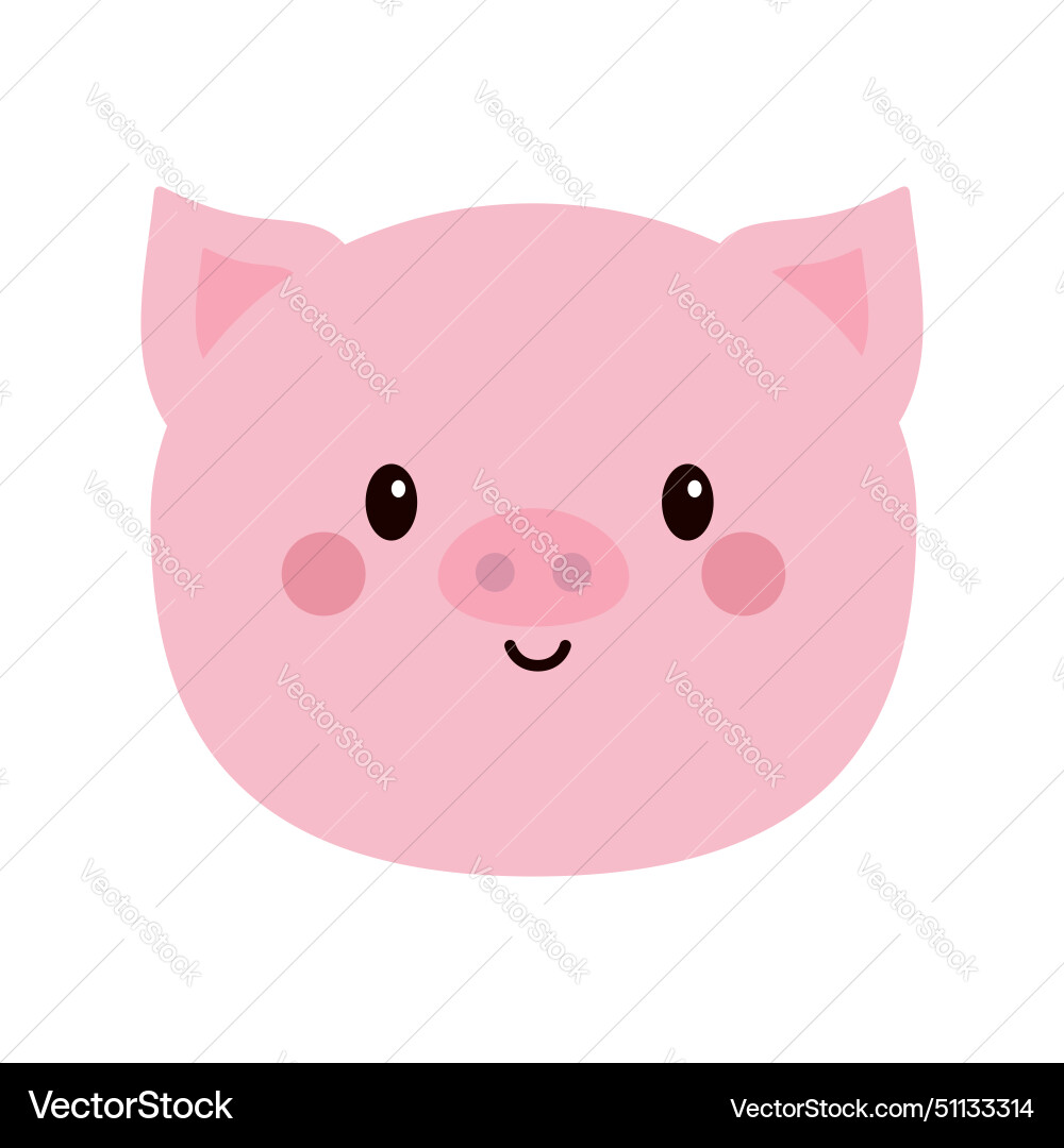 Pink pig round head icon smiling face cute Vector Image