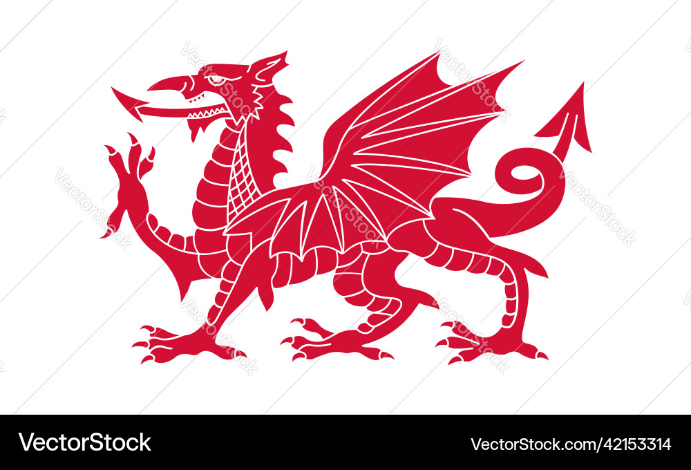 Red Welsh Dragon Symbol Royalty Free Vector Image