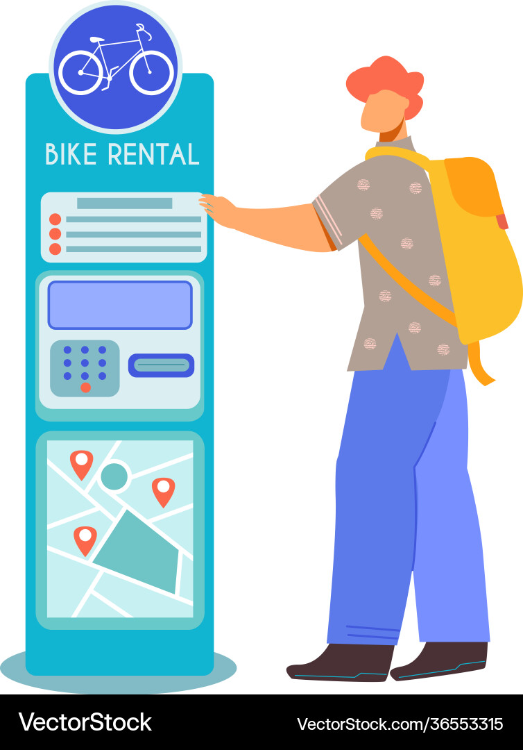 Bike rental terminal composition Royalty Free Vector Image
