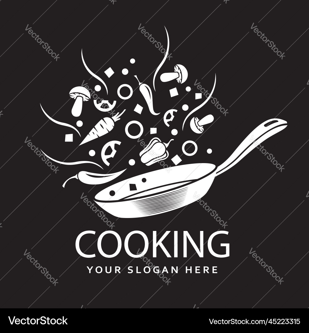 Cooking process on pan Royalty Free Vector Image