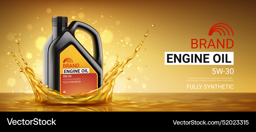 Engine oil advertising banner Royalty Free Vector Image