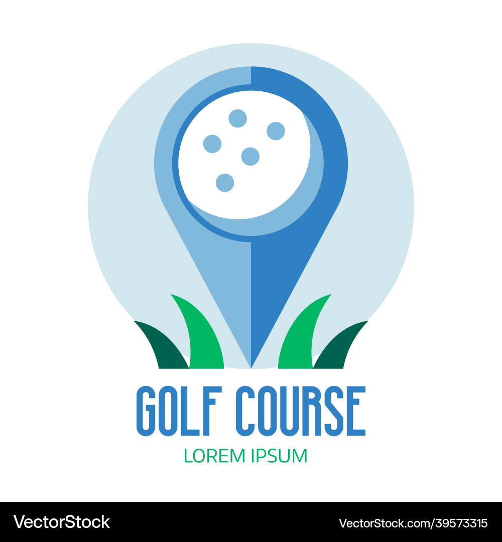 Golf course logo with ball and pin Royalty Free Vector Image
