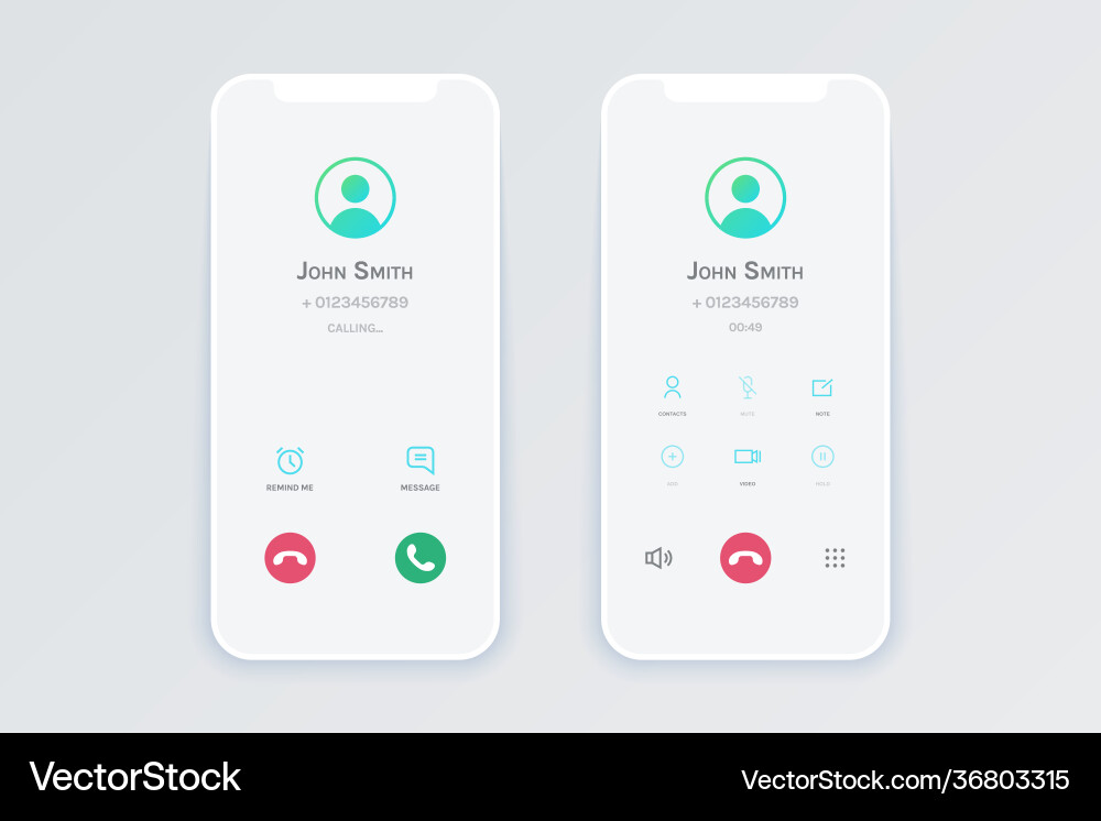 Phone screen call mockup mobile device voice Vector Image
