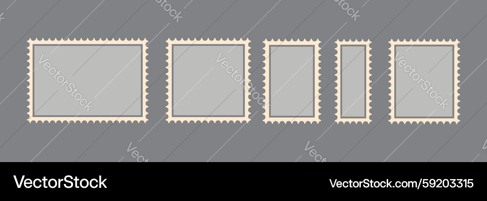 Postage stamp frames set empty border template Vector Image