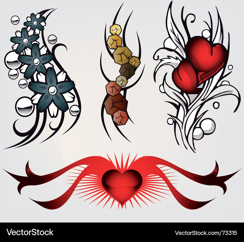 Set of tattoo Royalty Free Vector Image - VectorStock