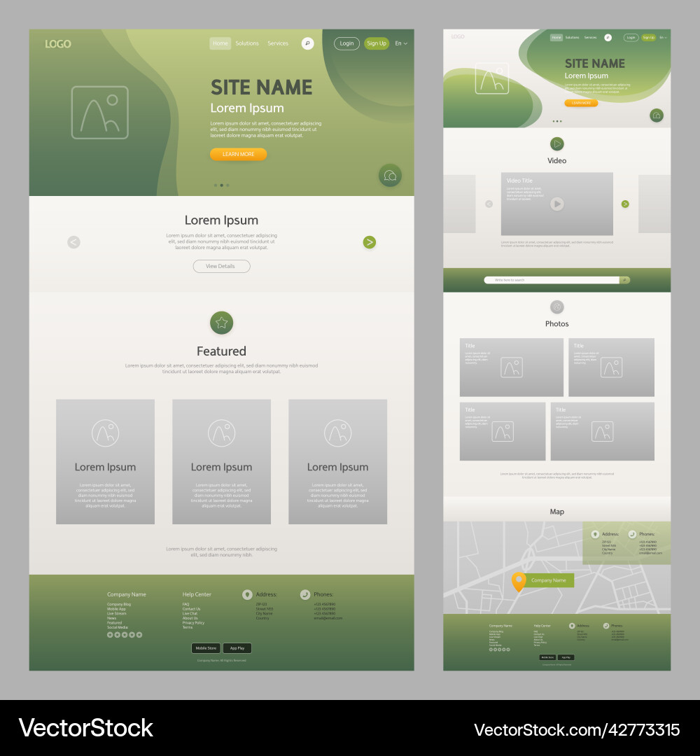 Website template green Royalty Free Vector Image