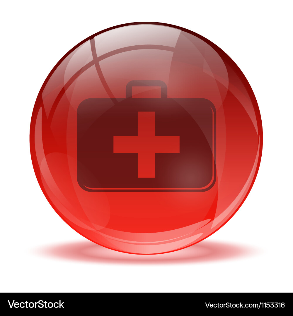 3d glass sphere medkit icon Royalty Free Vector Image