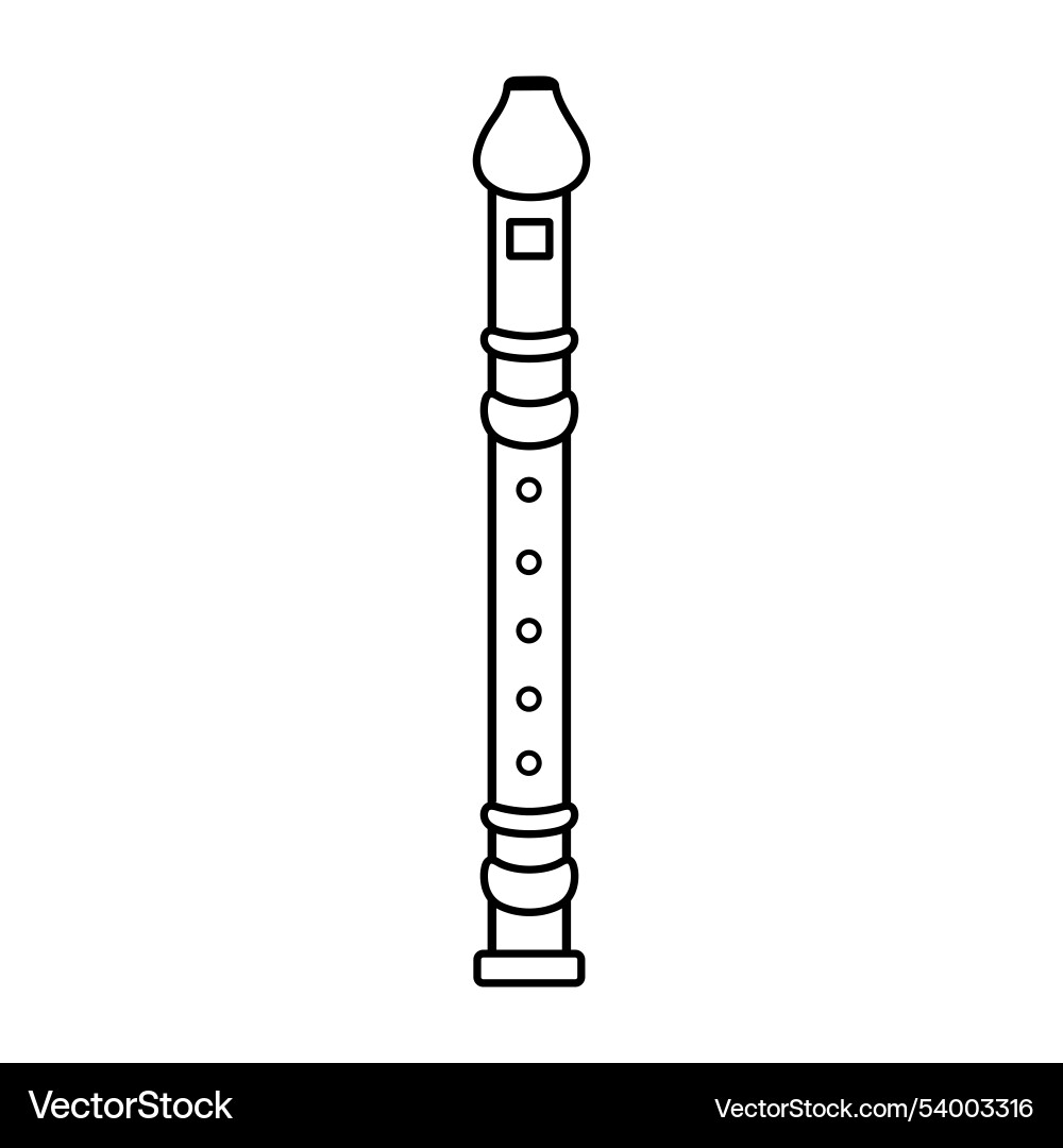 Black and white flute isolated Royalty Free Vector Image