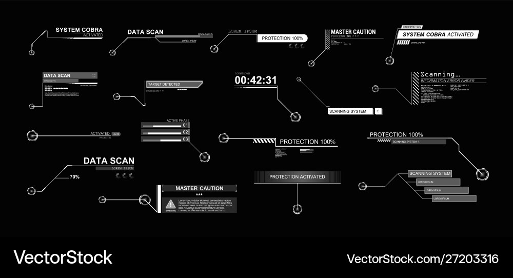 Callouts titles in hud style Royalty Free Vector Image
