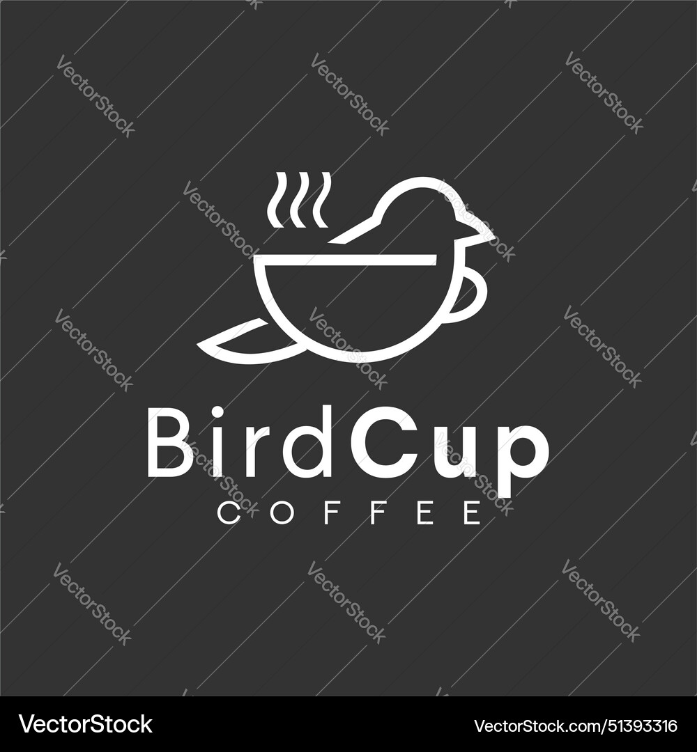 Coffee bird logo with cup mug design inspiration Vector Image