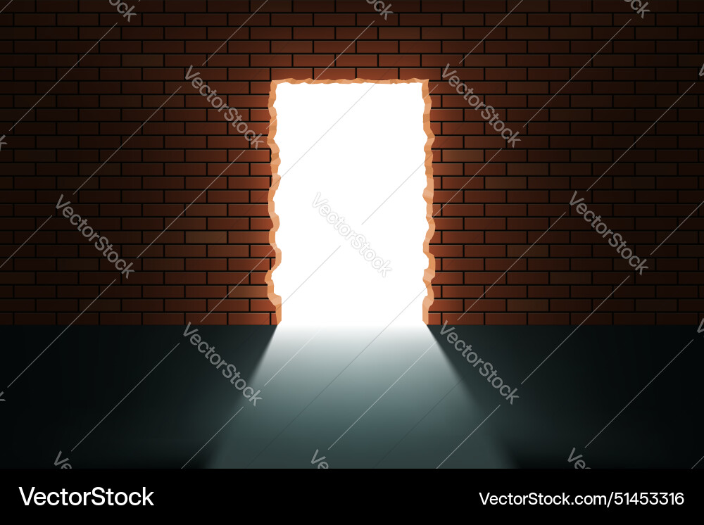Cracked Brick Wall Hole Royalty Free Vector Image