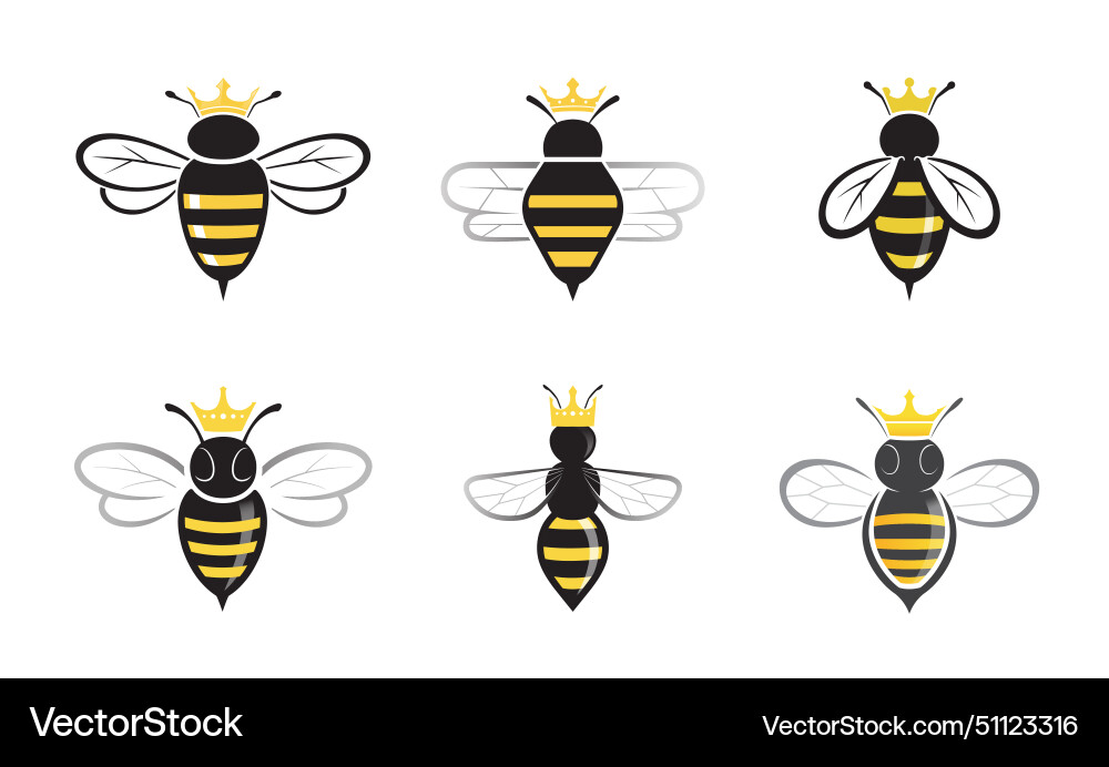 Creative queen bees collection logo symbol Vector Image