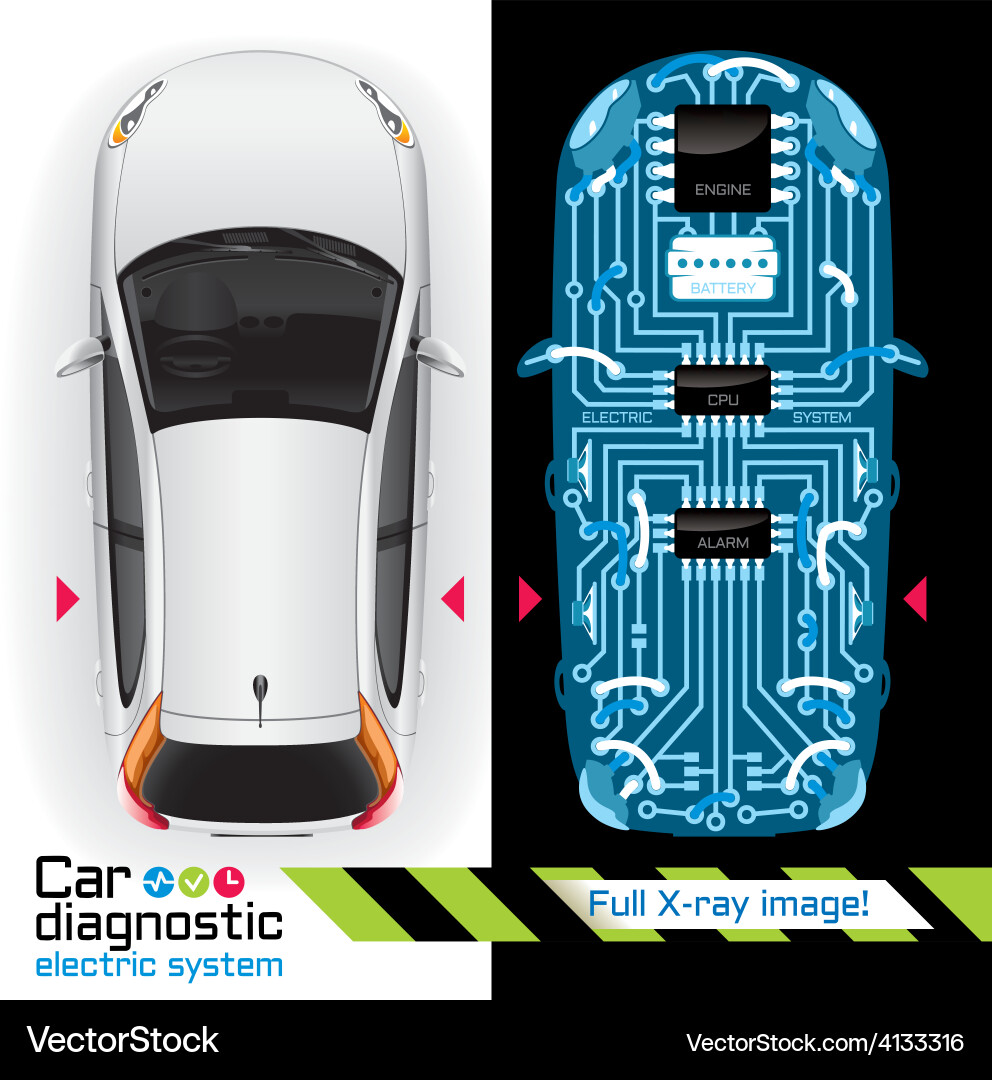 Electric Vehicle Diagnostics - X-Ray System Vector Image