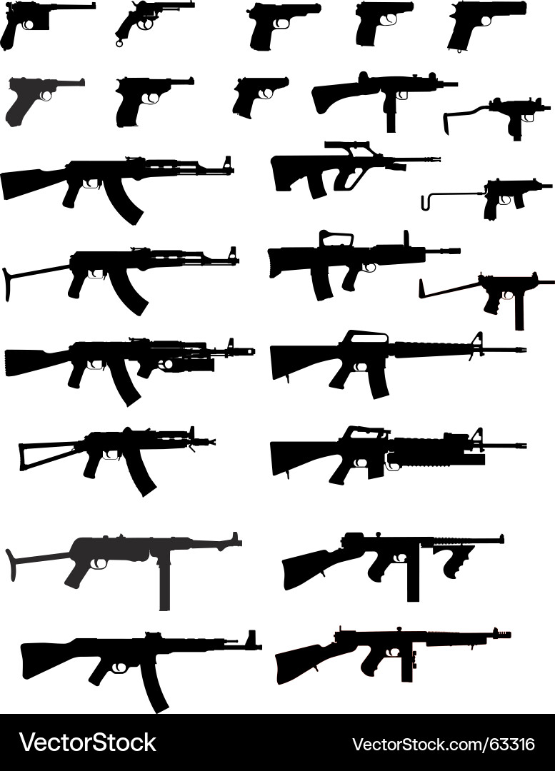 Gun collection Royalty Free Vector Image - VectorStock